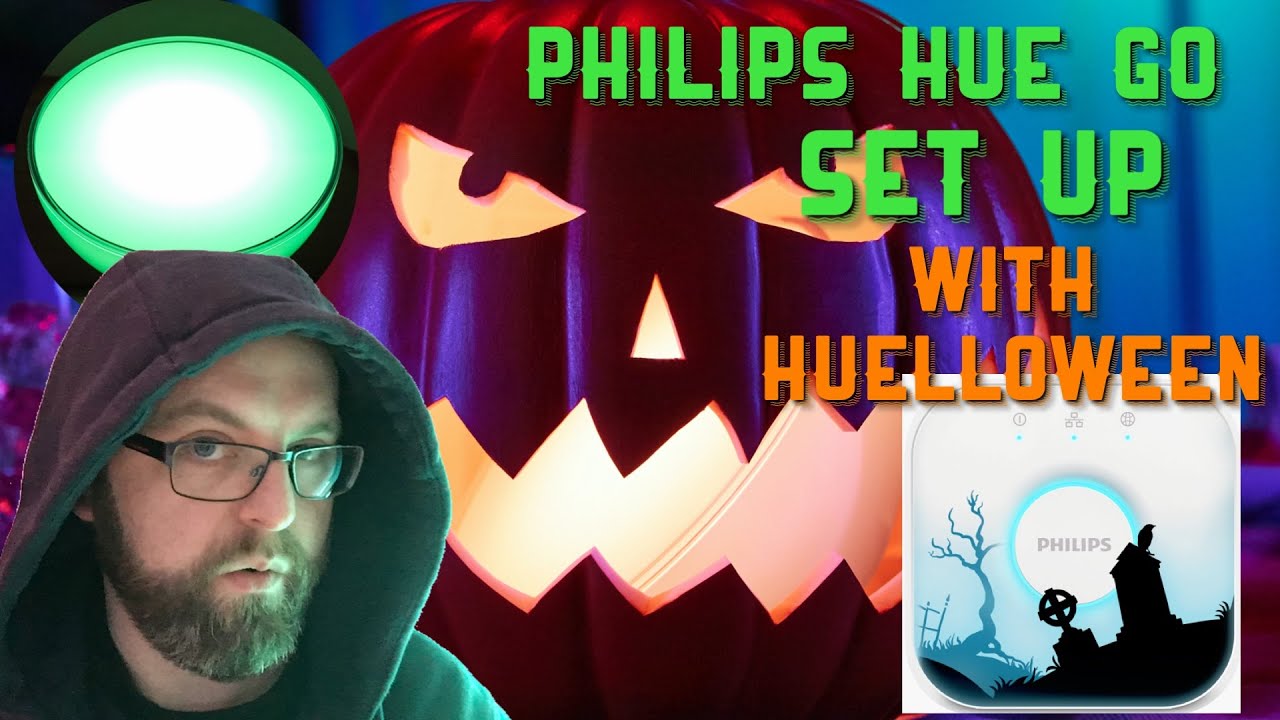 PHILIPS HUE GO Setup For Halloween | Linking to HUELLOWEEN APP - YouTube