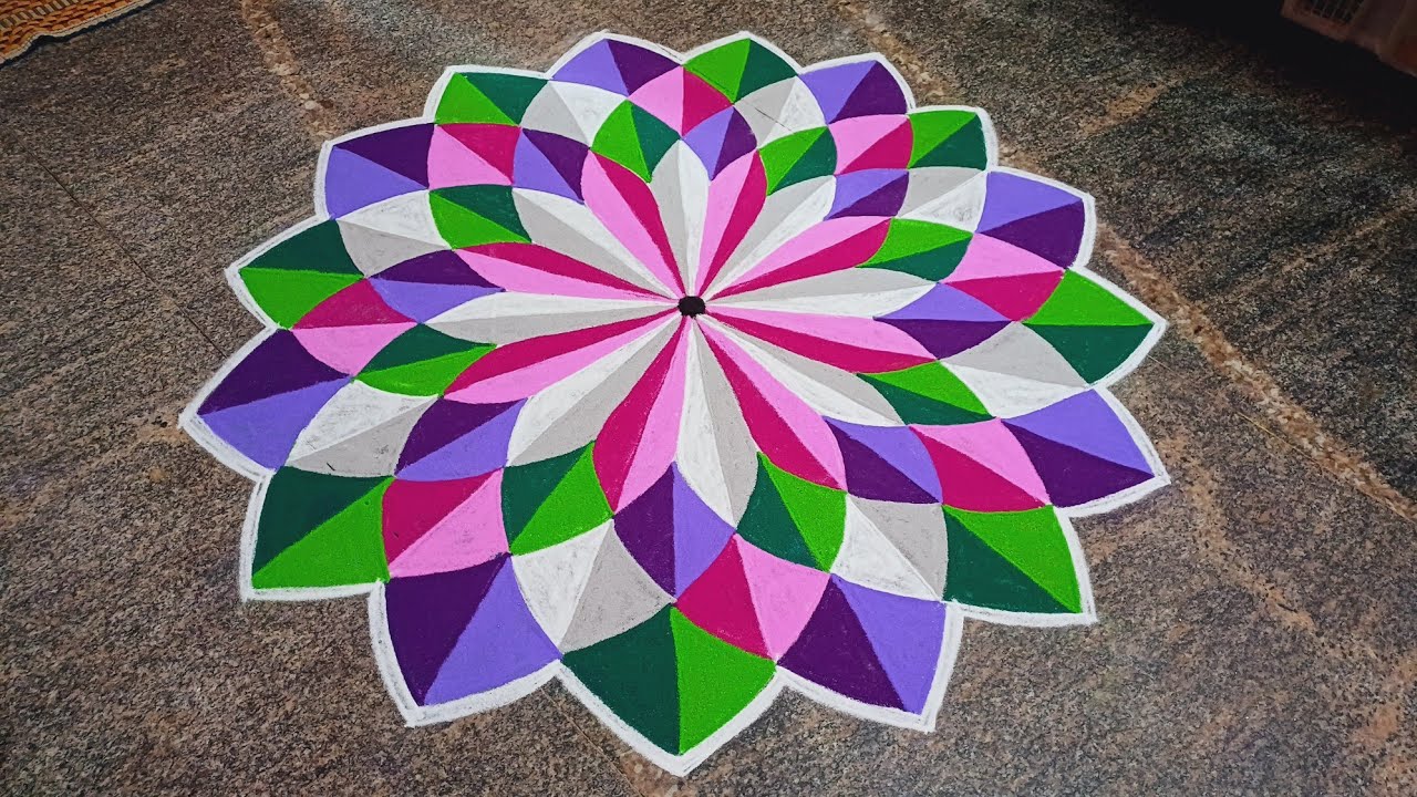 Newyear special rangoli |3d rangoli designs | Pongal kolam |3d kolam ...