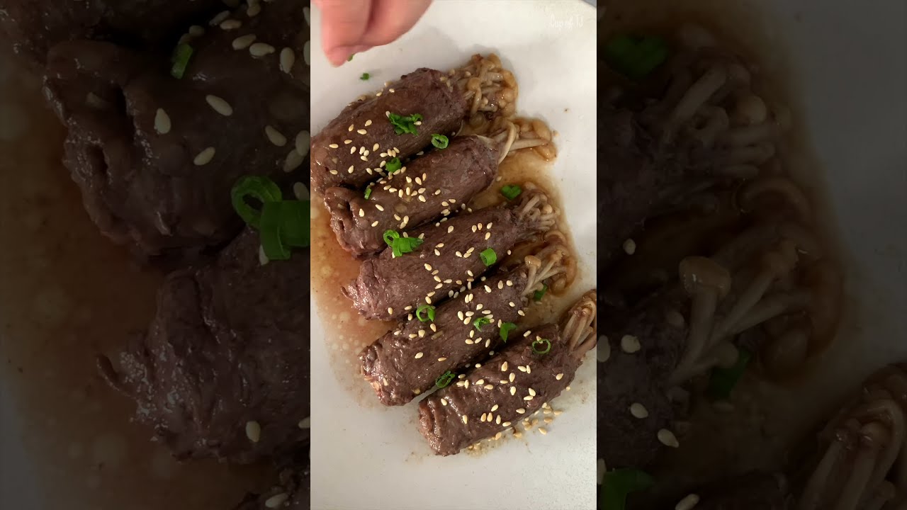 Enoki BEEF Rolls - easy Japanese appetizer 😋! - YouTube