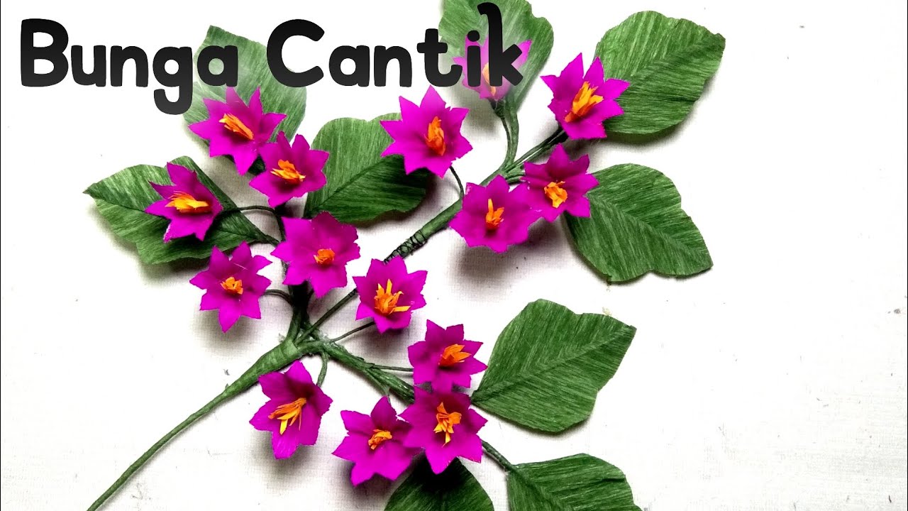 KERAJINAN TANGAN - BUNGA KERTAS CREPE - TUTORIAL MEMBUAT BUNGA KERTAS ...