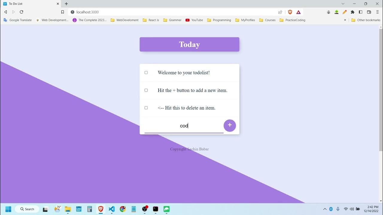 Project: ToDoList | MongoDB | Mongoose | EJS | HTML | CSS | JavaScript | Express | Node | - YouTube