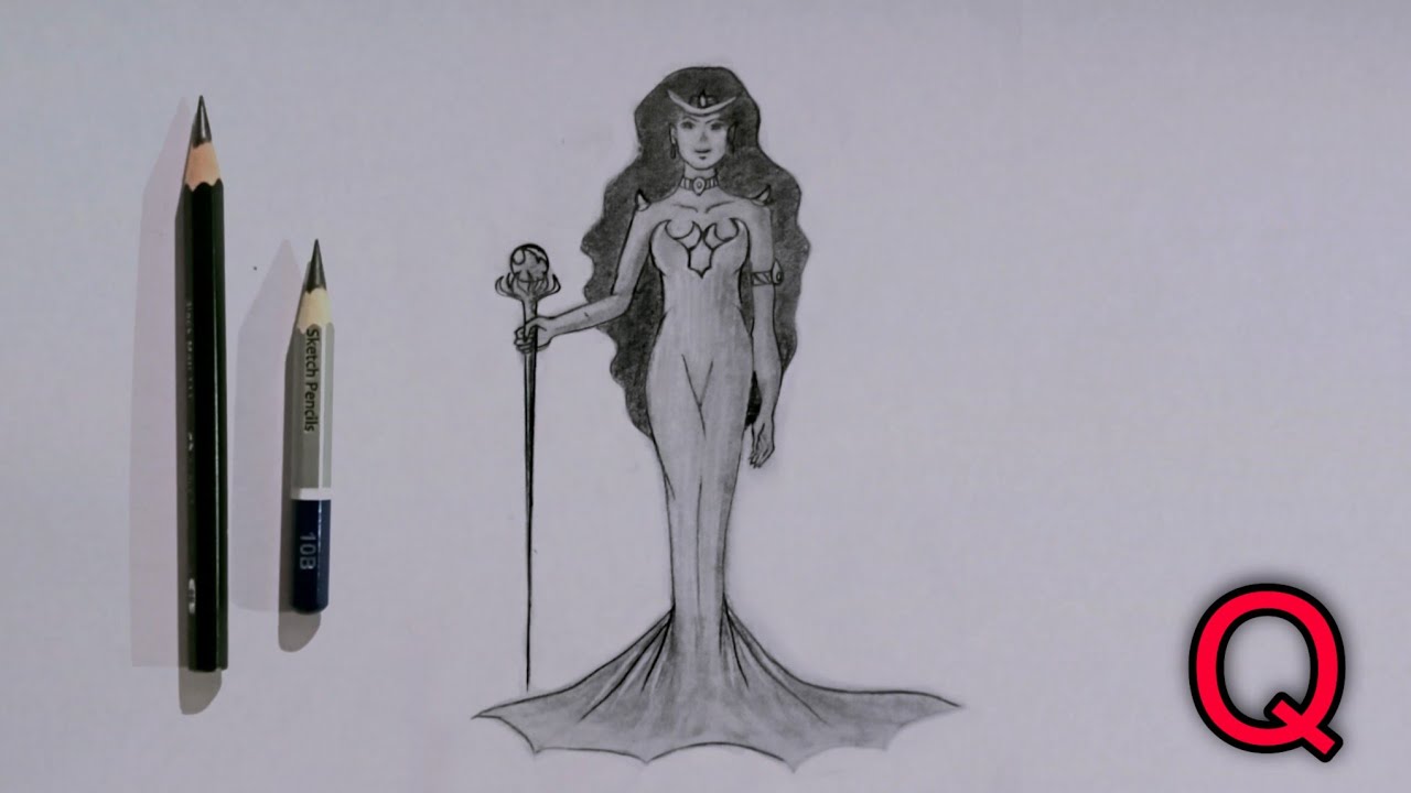 qeen drawing ।। Step by step qeen drawing।। Atoz drawings by bhushan ...