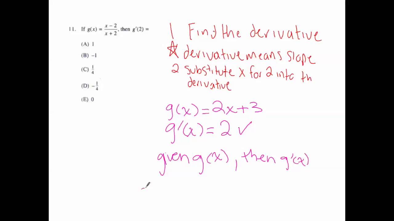 II.f Use the quotient rule for derivative at a point - YouTube