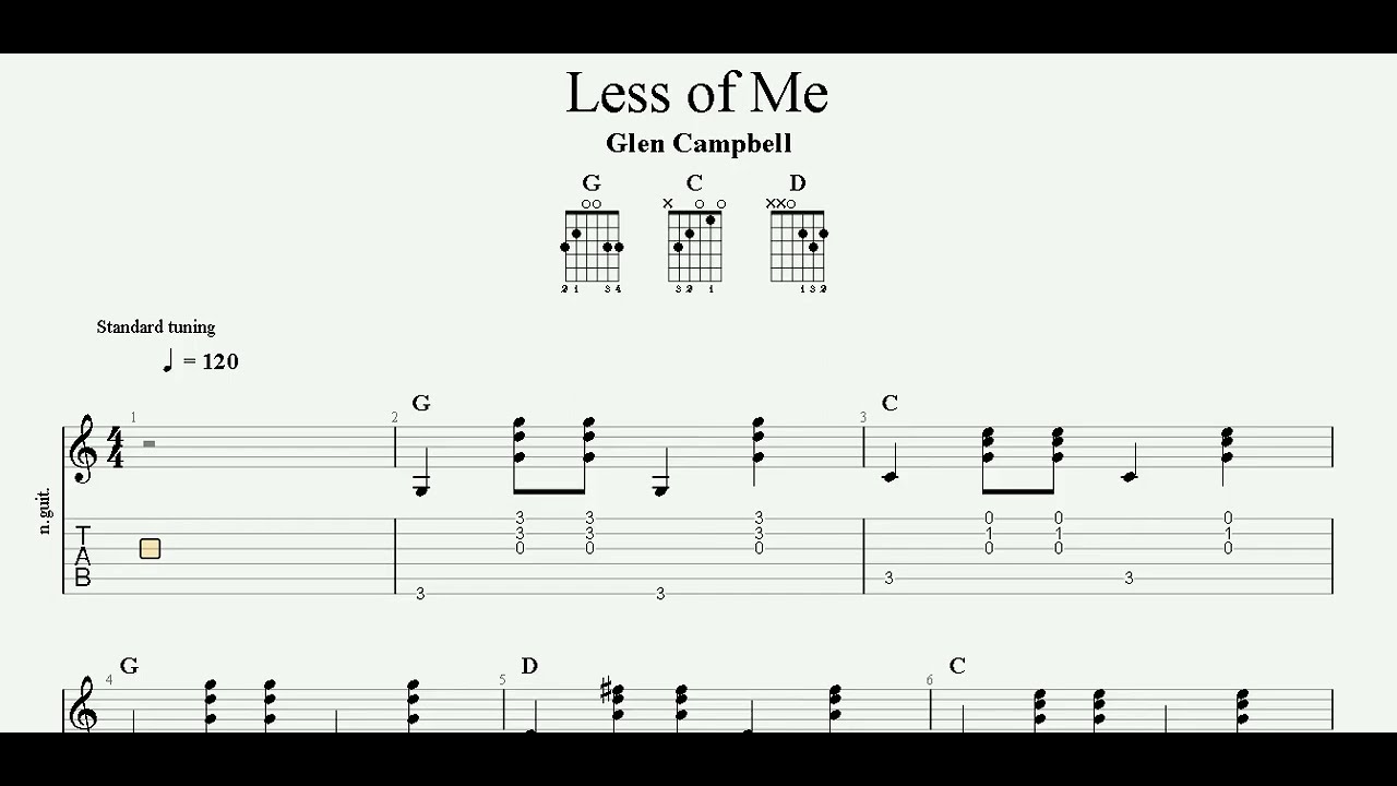 Less of Me | Devotional Song | Worship Song | Guitar TAB | Piano Sheet ...