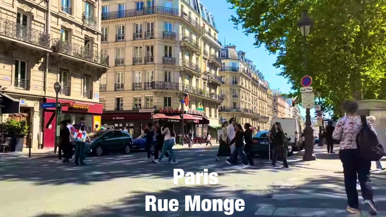 Paris city walks Rue Monge Paris, France 4K - YouTube