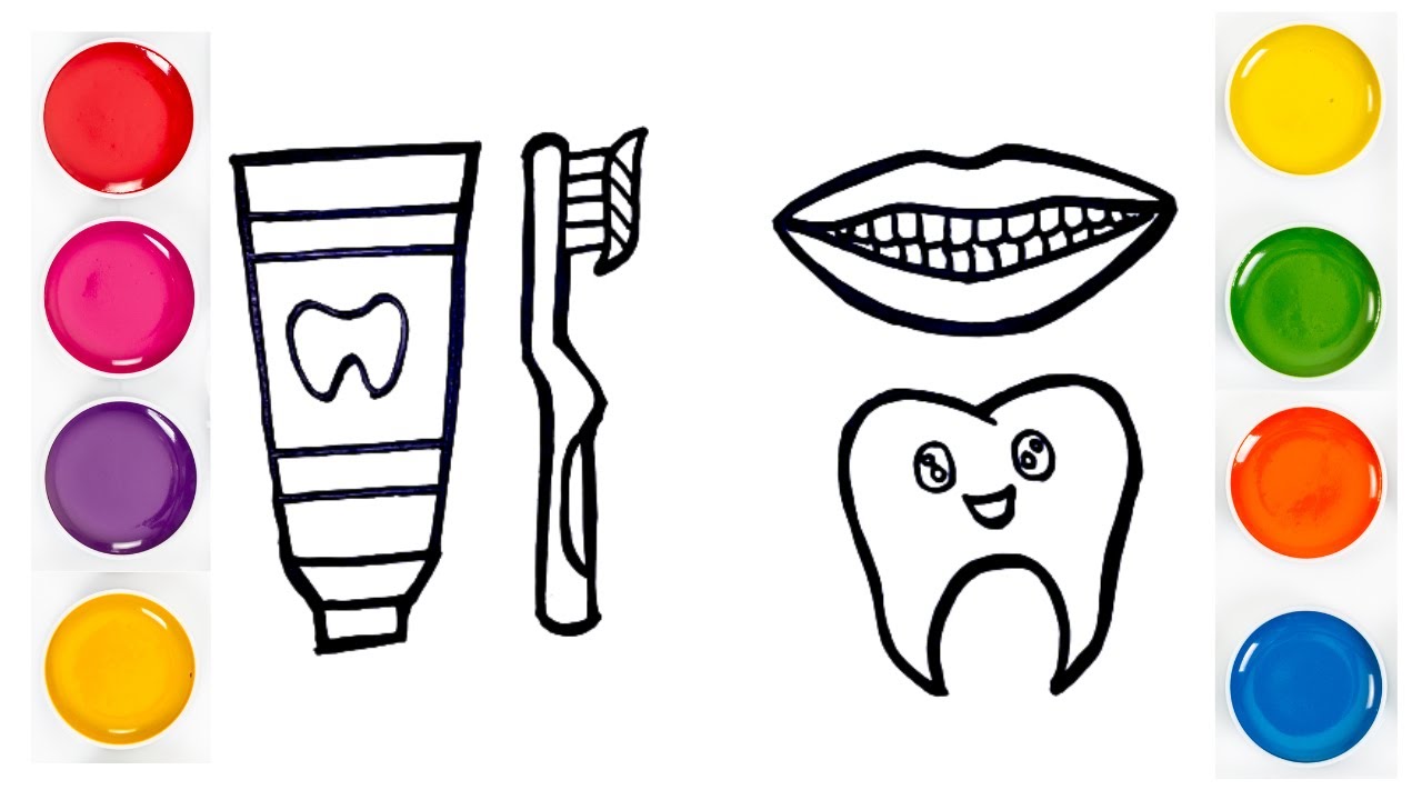 Learn how to Draw and Color Toothpaste Teeth & Brush | Drawing ...