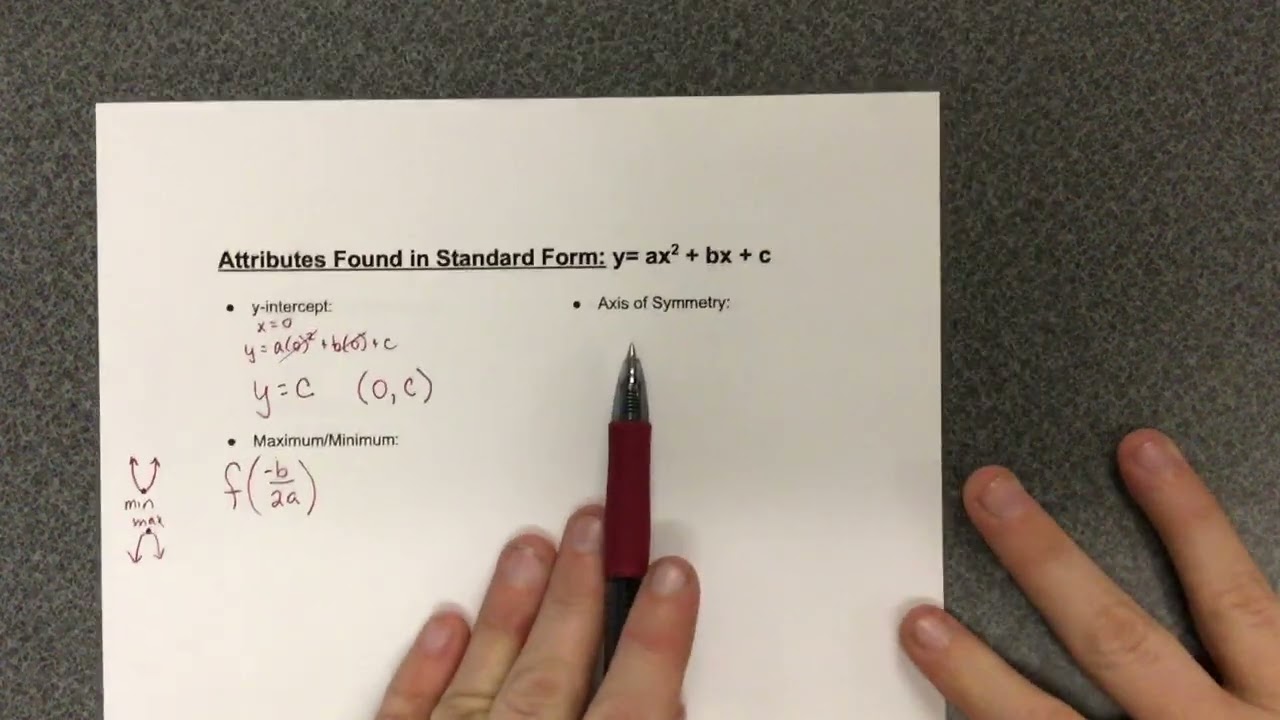 Quadratic Function Attributes from Standard Form - YouTube