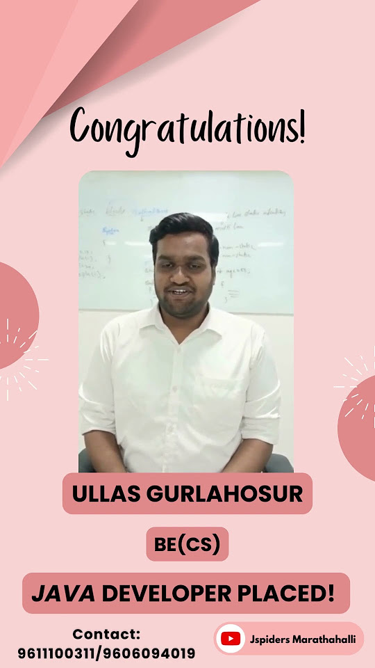 Student Successfully Placed | Java Full Stack Development | Jspiders Marathahalli | ULLAS ...