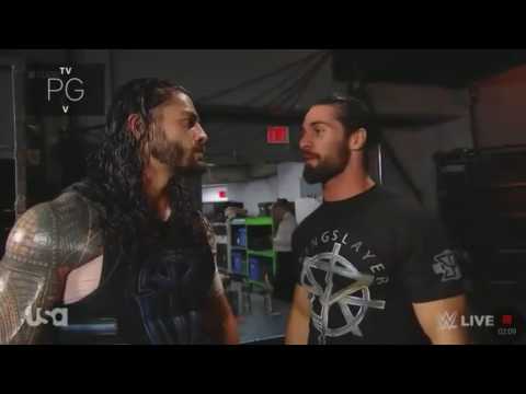 WWE RAW 22 May 2017 Roman Reigns and Seth Rollins backstage