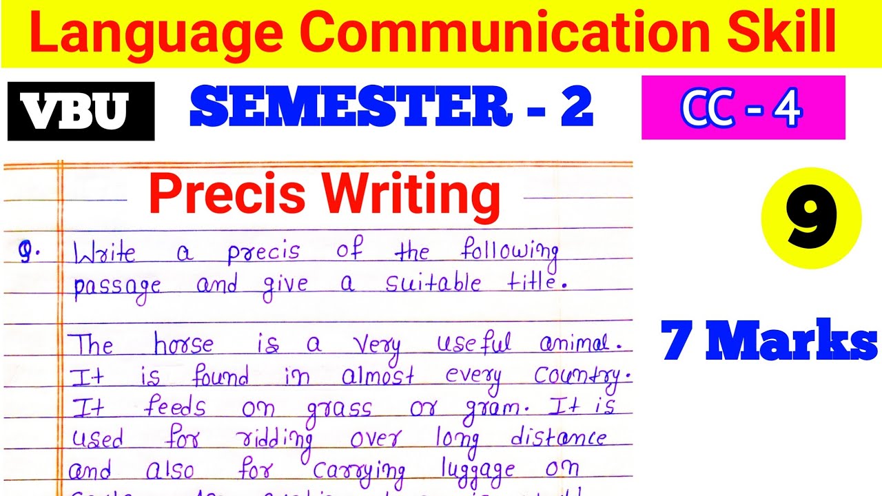 Precis writing cc 4 | sem 2 English precious writing | precis writing ...