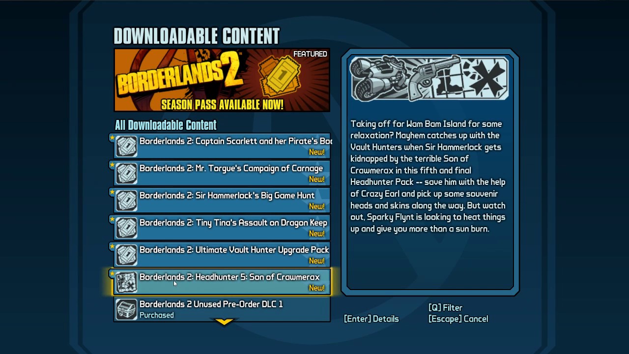 BL2 DLC list - YouTube