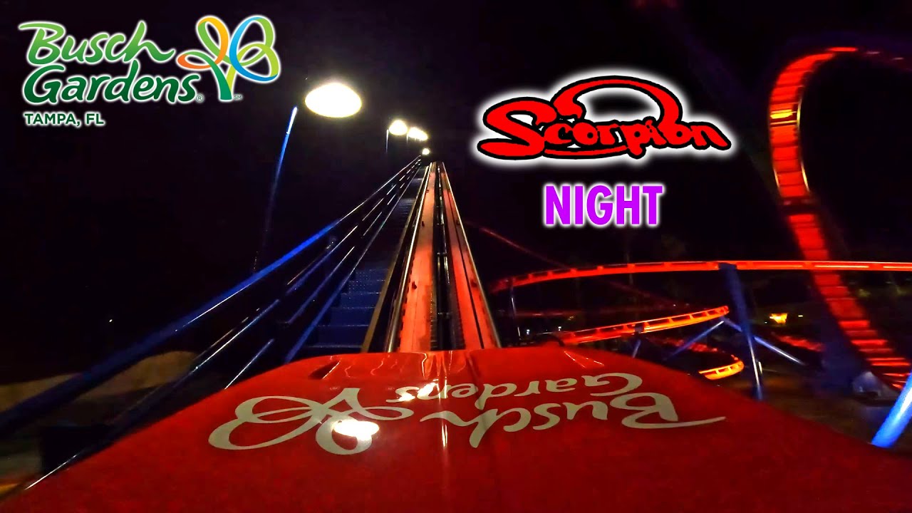 Scorpion - Looping Roller Coaster | Night | Front Seat 4K POV | Busch ...