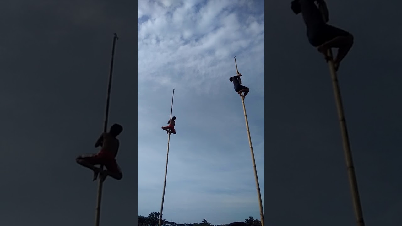 Pole climbing competition - YouTube