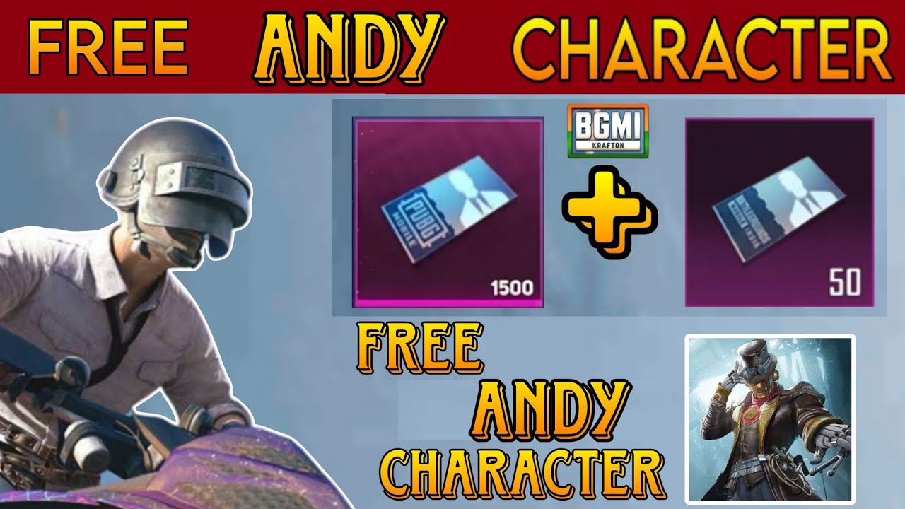 🥳Get Free Andy character 🔥 bgmi character ka event🔥 bgmi character card ...