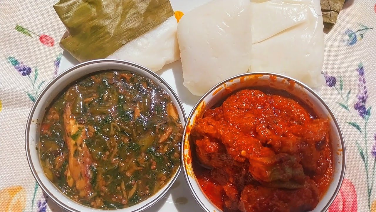akassa akpan pate d'amidon de maïs cuite sauce tomate sauce gombo ...