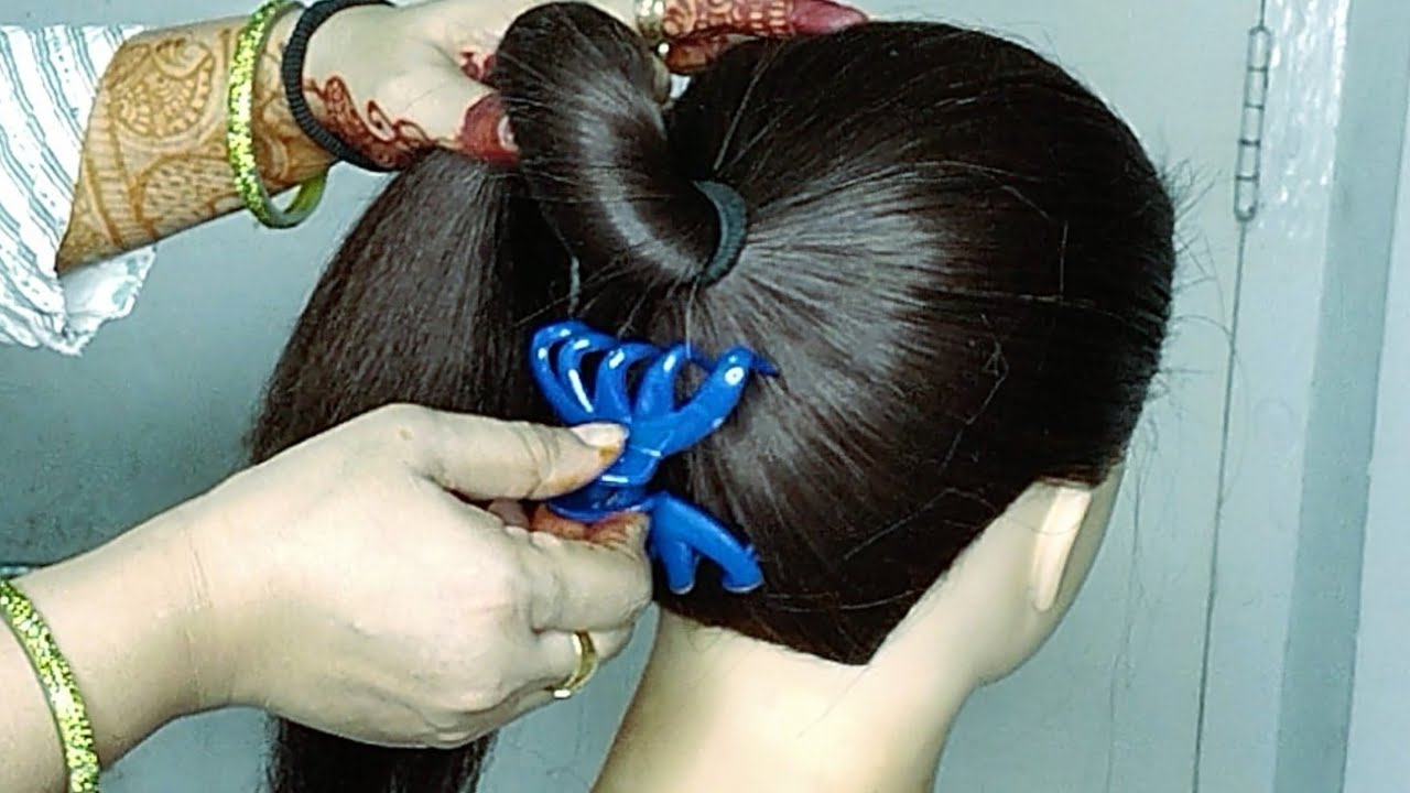 Heart Bun ️ Easy Bun With Clutcher/Easy Bun Hairstyles For Daily Use ...