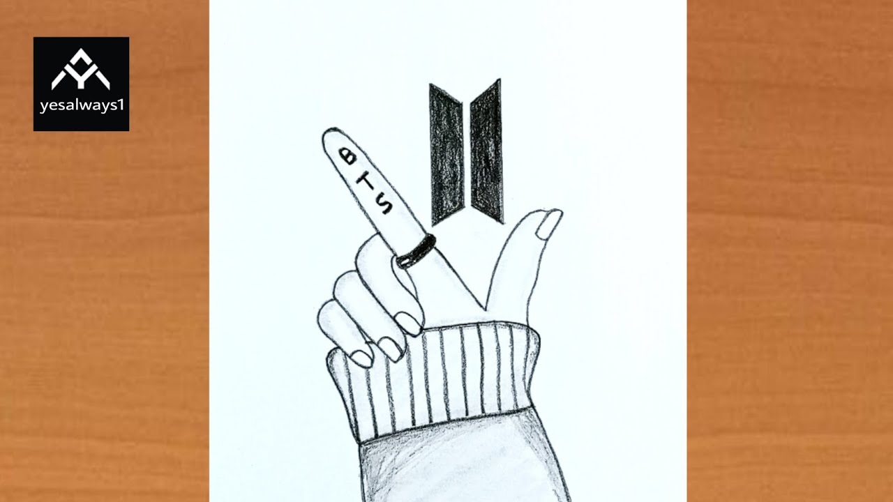 BTS drawing || how to draw a bta hand drawing || BTS logo drawing ...