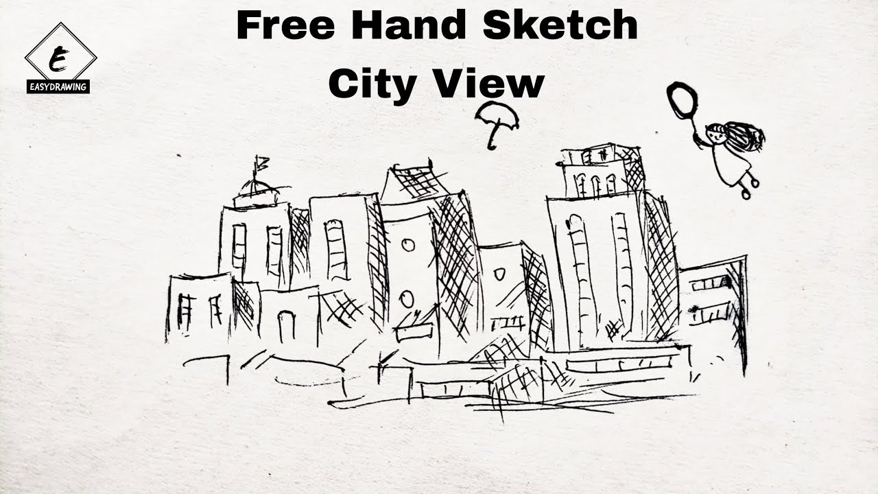 How to draw city view drawing | city view sketch |pen drawing |free ...
