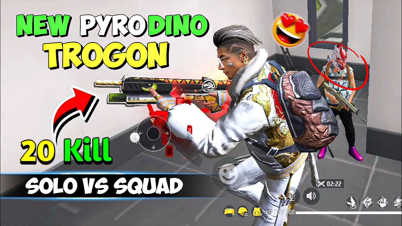 NEW PYRO DINO TROGON GUN BECOME OVERPOWERED 😱 SOLO VS SQUAD GAMEPLAY ...