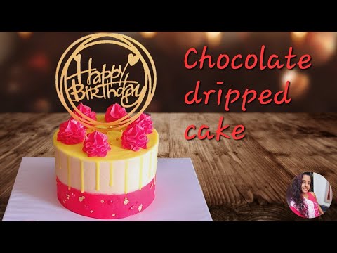 Chocolate dripped cake | two colours | cake ideas | Vichithra Cakes # ...