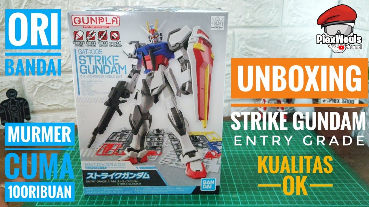 Unboxing Gundam ENTRY GRADE - Strike Gundam Seri terbaru - YouTube