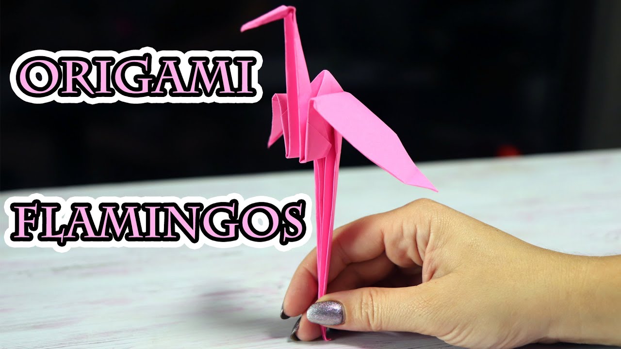 Origami flamingos How to fold a paper the flamingos Paper flamingose ...