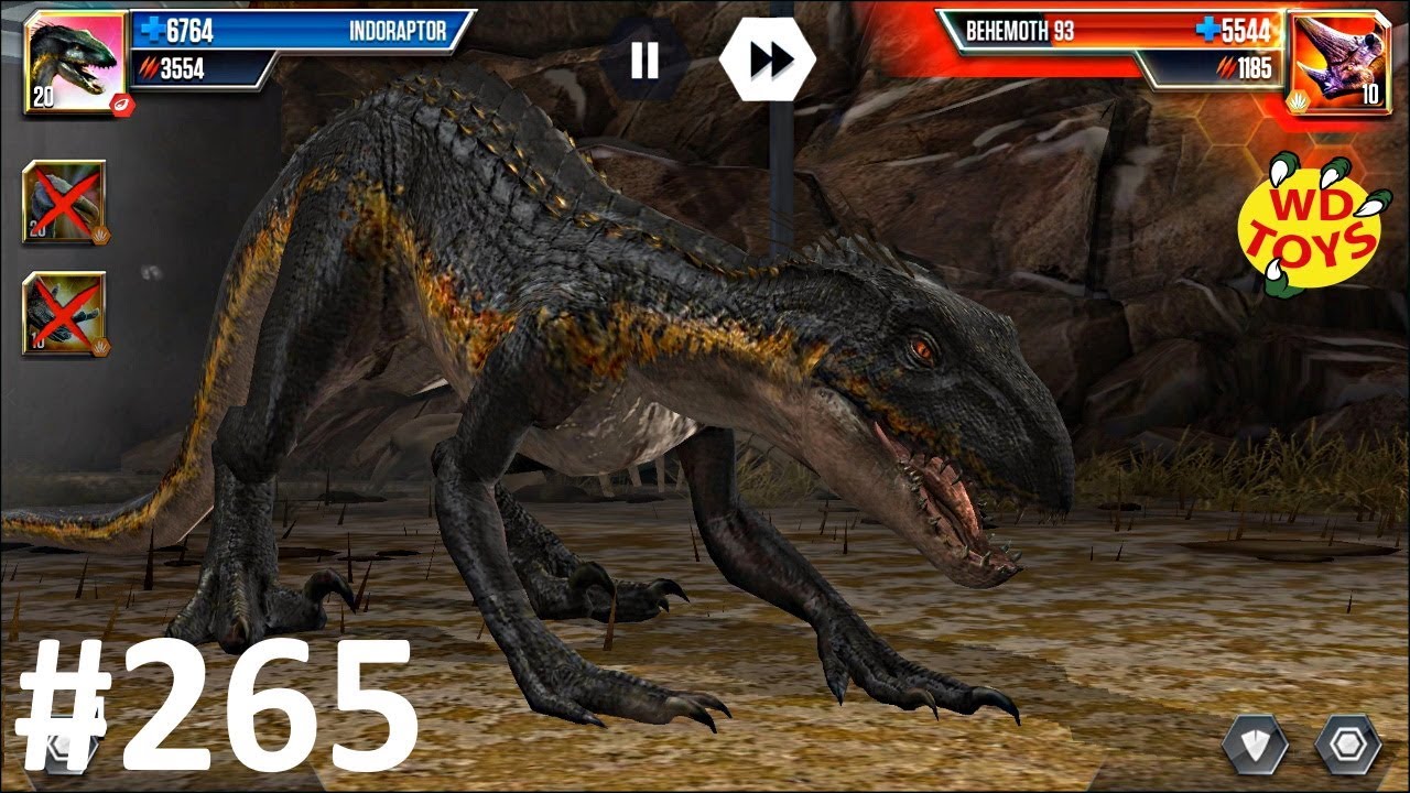 INDORAPTOR VS BEHEMOTH 93!! Jurassic World The Game Boss Battles EP265 ...