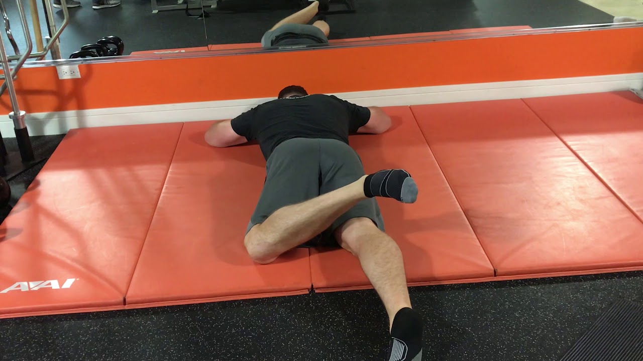 Prone bent knee hip external rotation alternate - YouTube