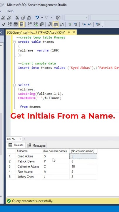 #SQL Tricky Interview Question: Get Initials From a Name. #datascience #programming #coding ...