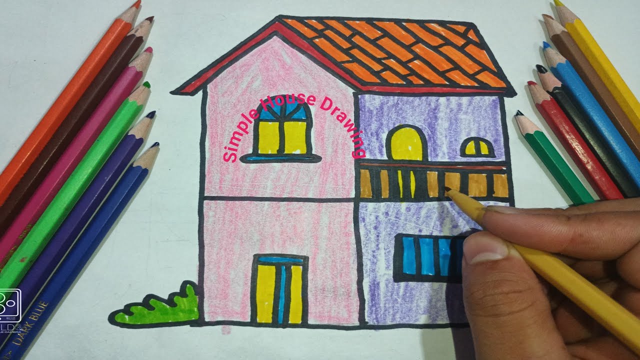 How To Draw a Simple House 🏠 Drawing Easy For Toddler Kids Good Drawing ...