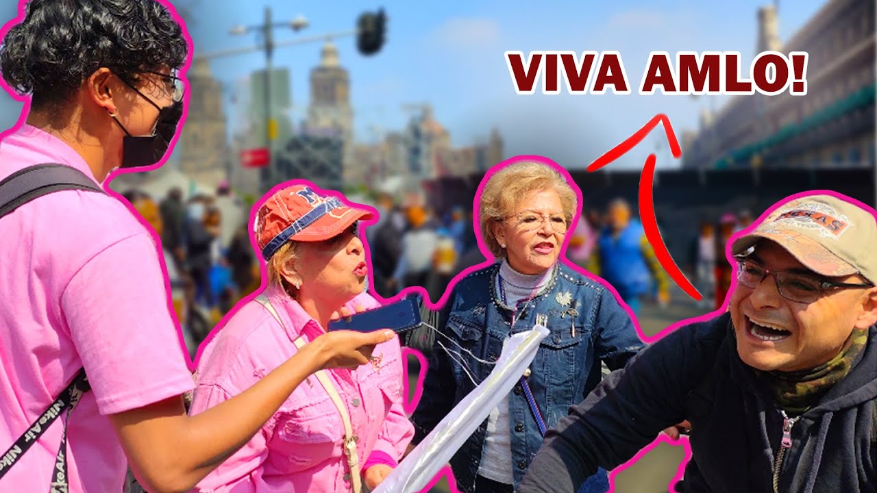 AMLOVER confronta a MANIFESTANTES en la MARCHA de la DEMOCRACIA del INE ...