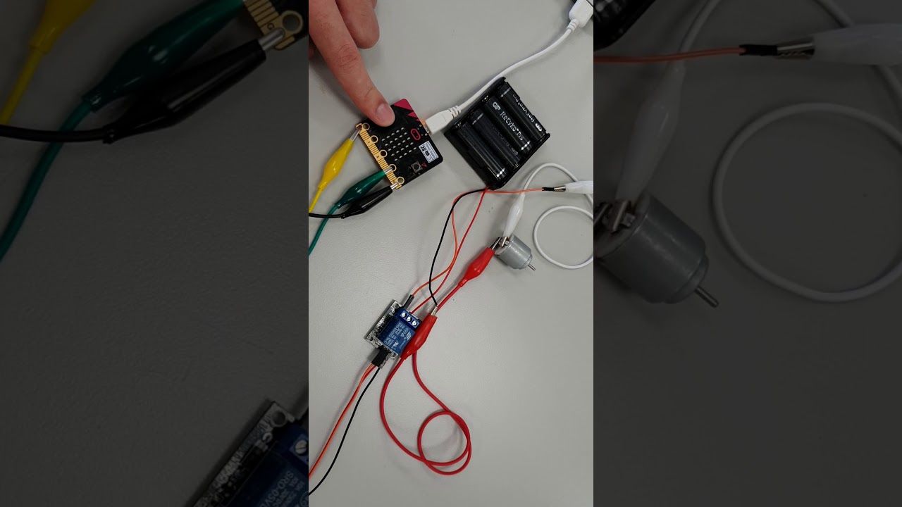 Microbit - connected to a motor with a Relay - YouTube