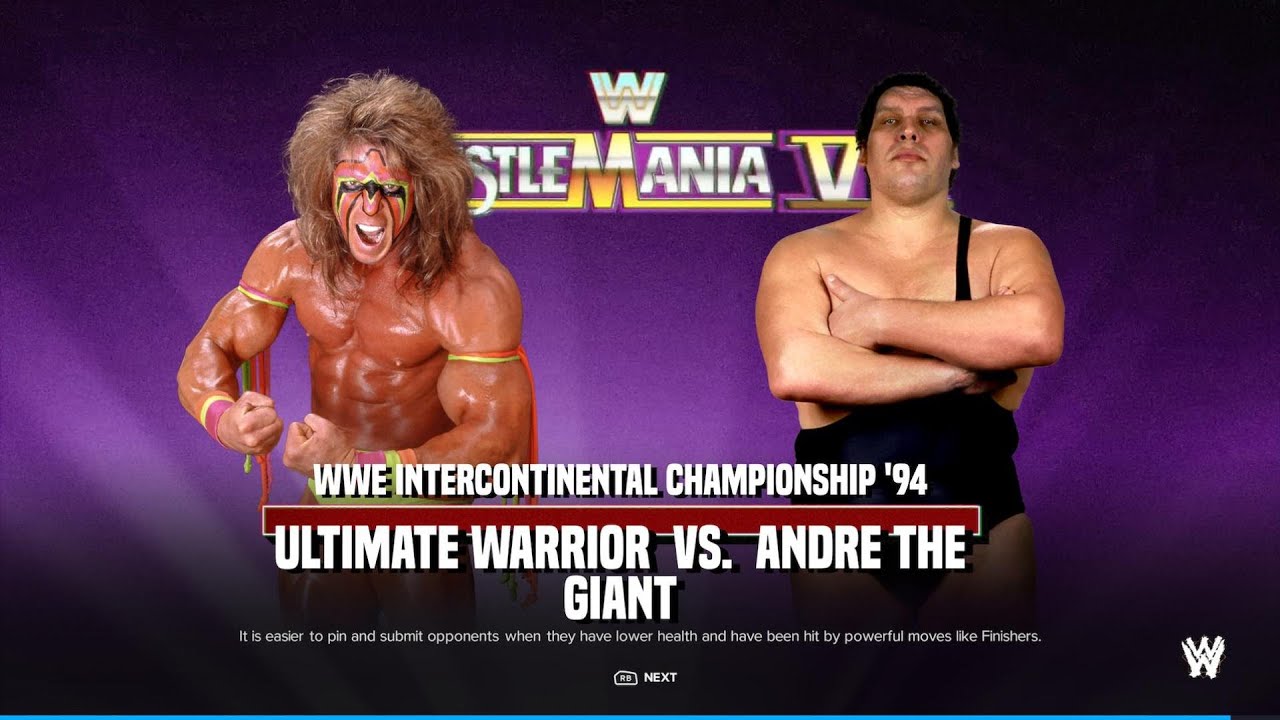WWE 2k24 5 Stars Mind Blowing IRONMAN Match, Ultimate Warrior Vs Andre ...