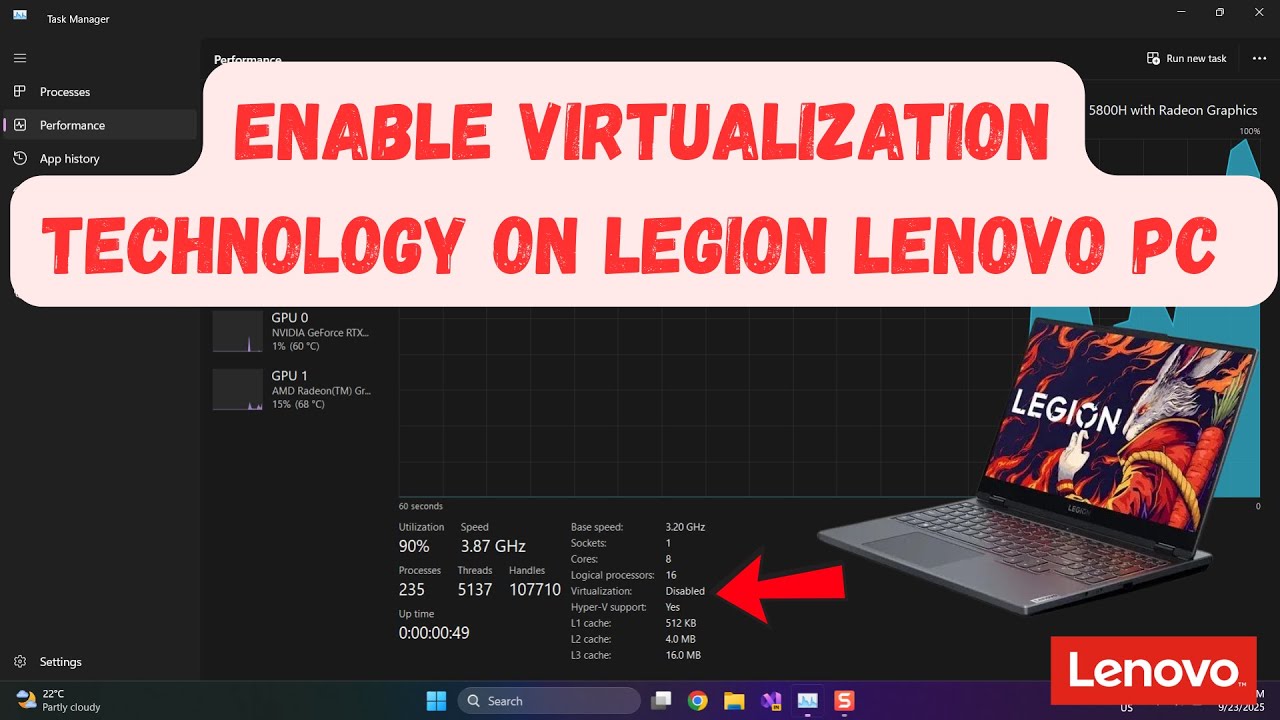 How to Enable Virtualization Technology on Legion Lenovo PC ? - YouTube