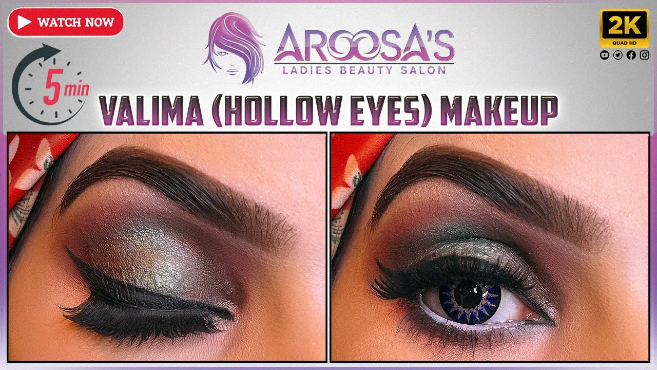 Valima Hollow Eyes Makeup Tutorial | Hollow Eyes Makeup | Aroosa Salon ...