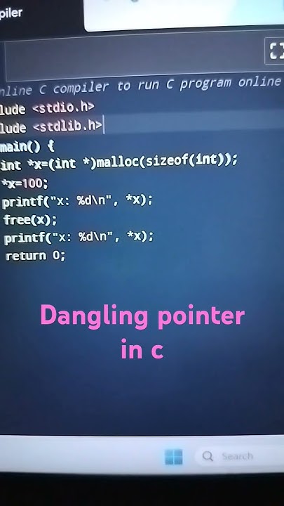 Dangling Pointer In C Coding Coder Cprogramming Programming Python Java 👩‍💻👍 Youtube
