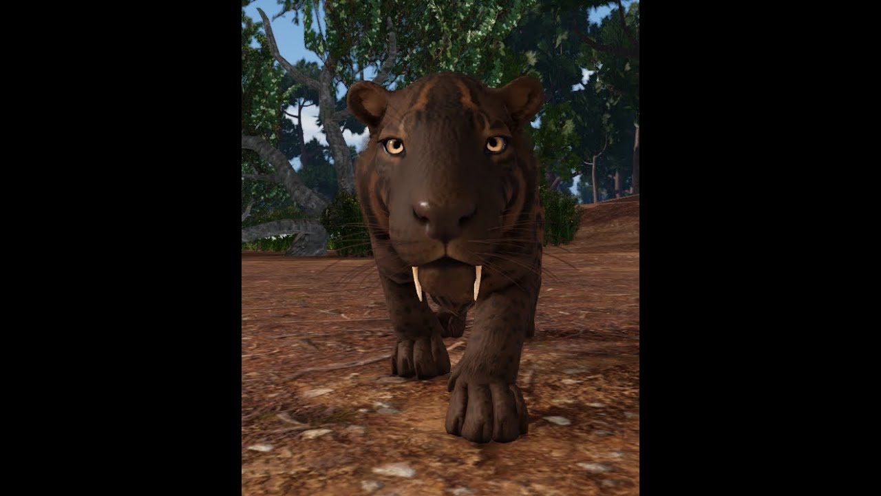 Melanistic smilodon vs Ancient bison (Ecos La Brea) - YouTube