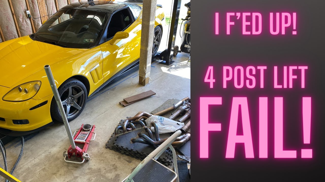C6 Corvette 4 post lift fail! - YouTube