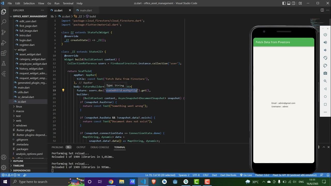 สอนการดึงข้อมูลจาก Firestore โดยใช้ Flutter (Fetch Data Firestore ...