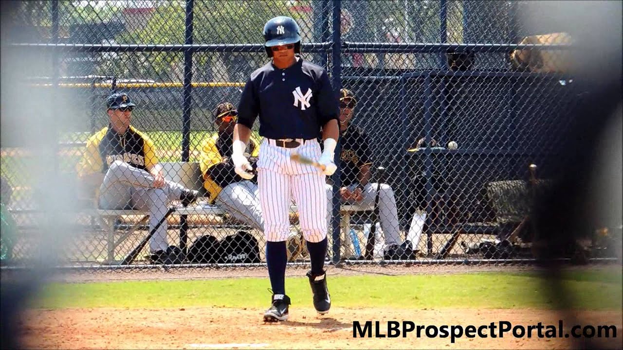 Yankees OF Jordan Barnes batting 2014 MiLB ST - YouTube