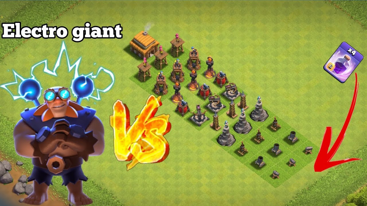 Electro giant vs all noob defence (clash of clans) - YouTube