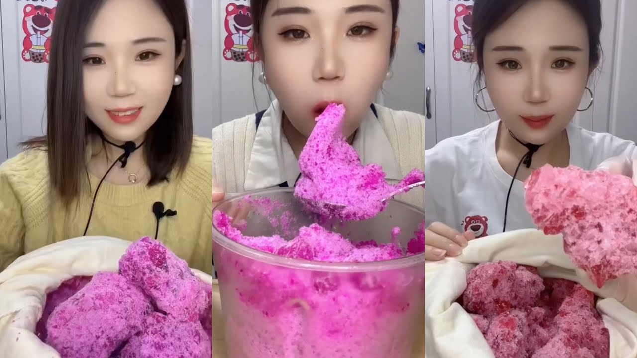 YY ICE EATING| ONLY PINK ICE SHAVED, POWDERY AND CRUSHED MUKBANG - YouTube