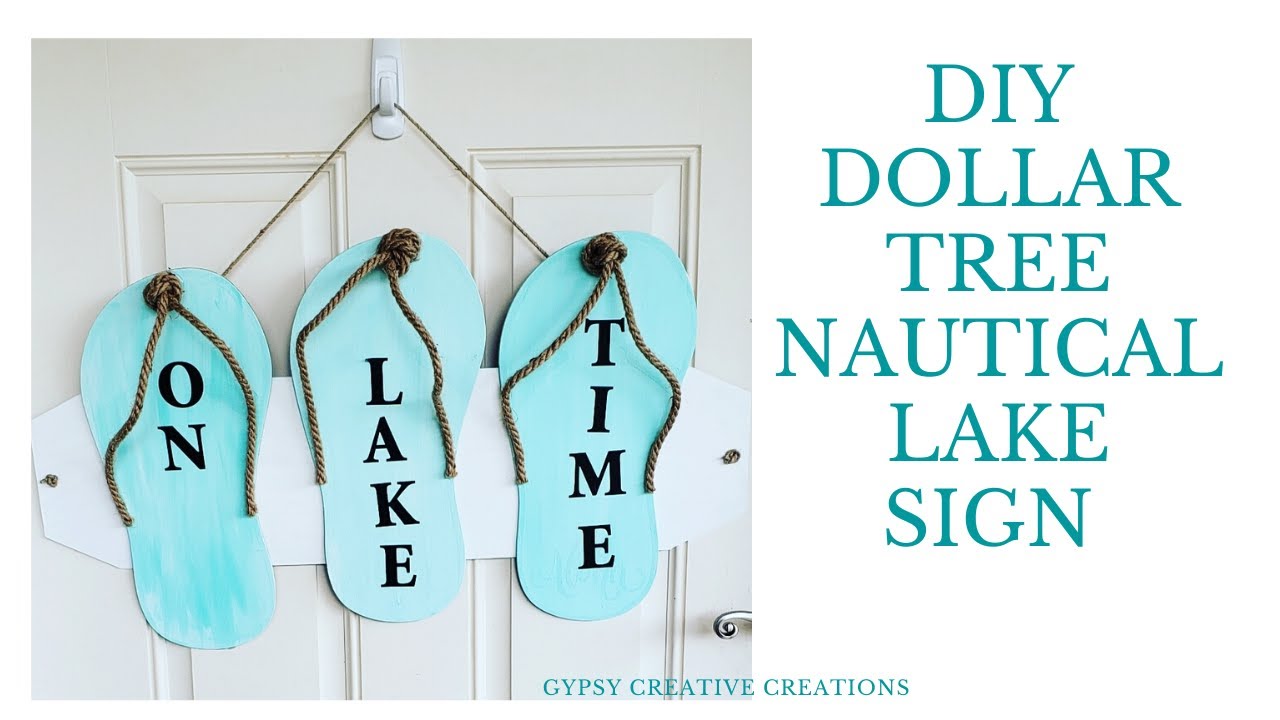 DIY DOLLAR TREE NAUTICAL LAKE SIGN - YouTube