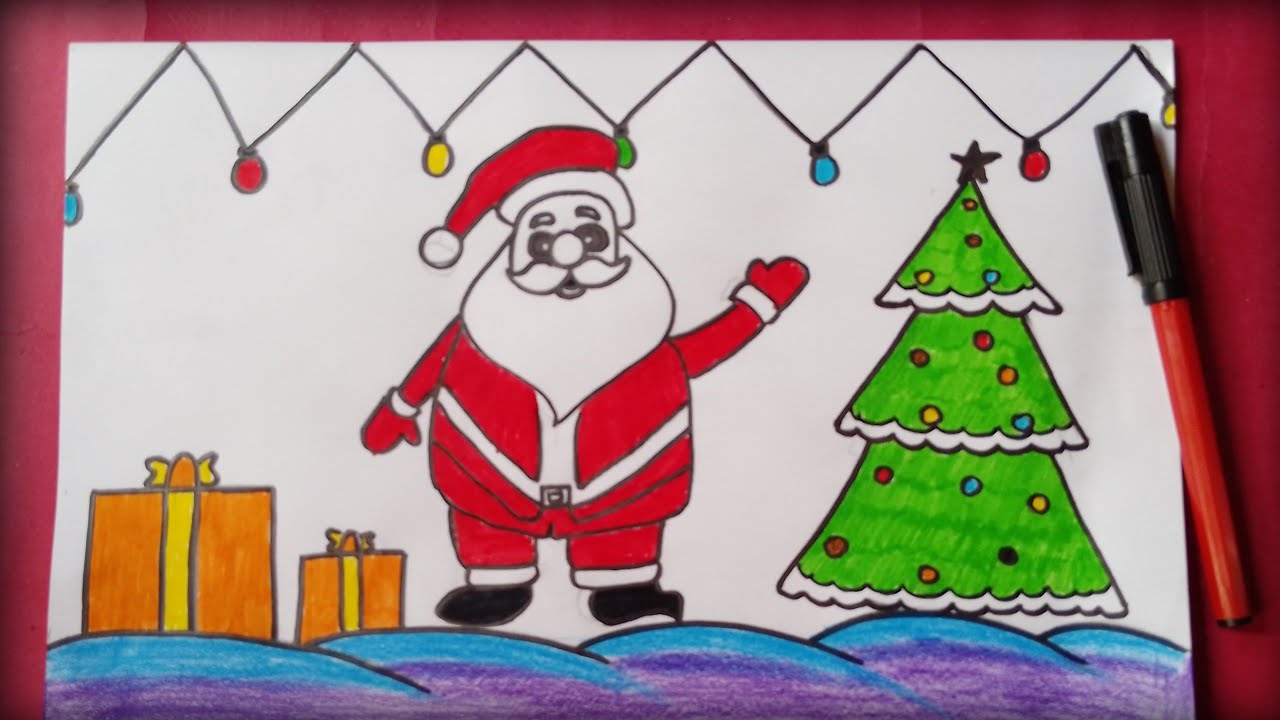 How to draw santa clause | Christmas drawing Christmas tree drawing ...