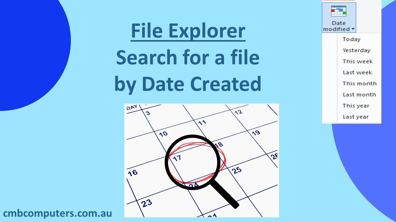 Search for a file By Date Created - YouTube