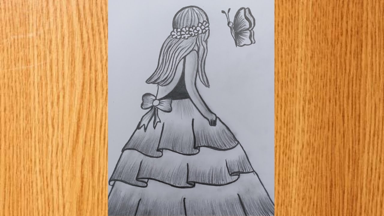 A girl with beautiful hair pencil sketch drawing।। How to draw a girl ...
