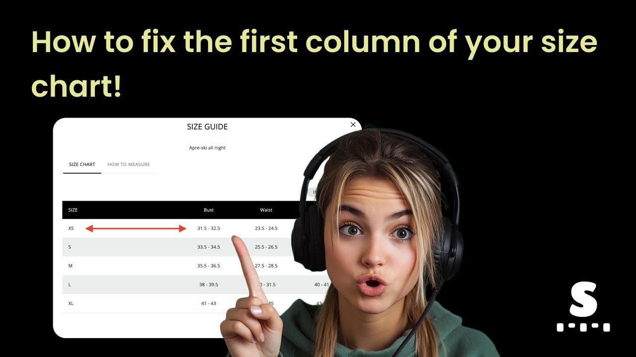 How to adjust the first column of your size chart - YouTube