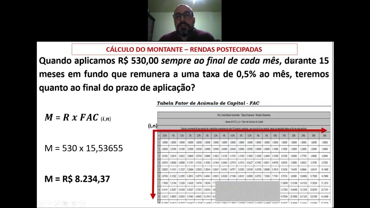 CÁLCULOS COM FÓRMULAS DE Rendas Postecipadas MATEMÁTICA FINANCEIRA ...
