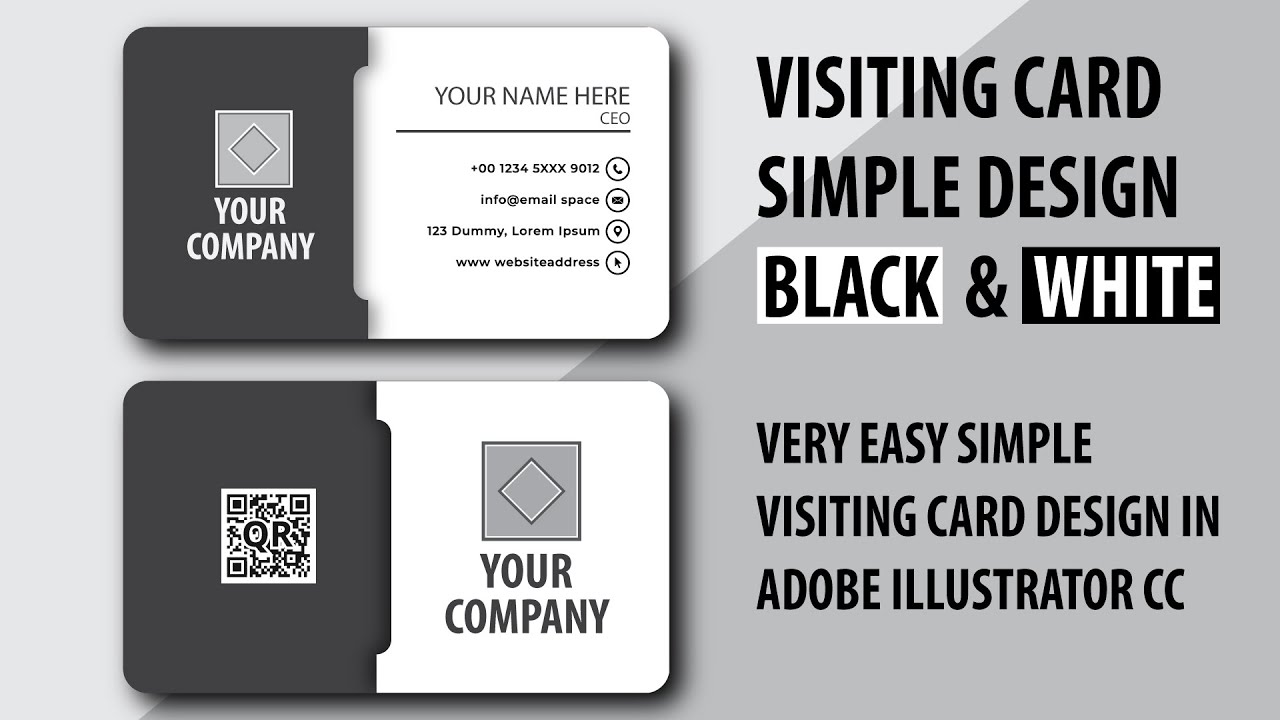 Visiting Card Simple Design (Black & White) || Very Easy Simple ...