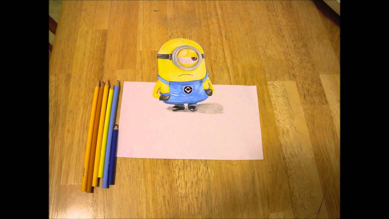 3D Minion Drawing - YouTube